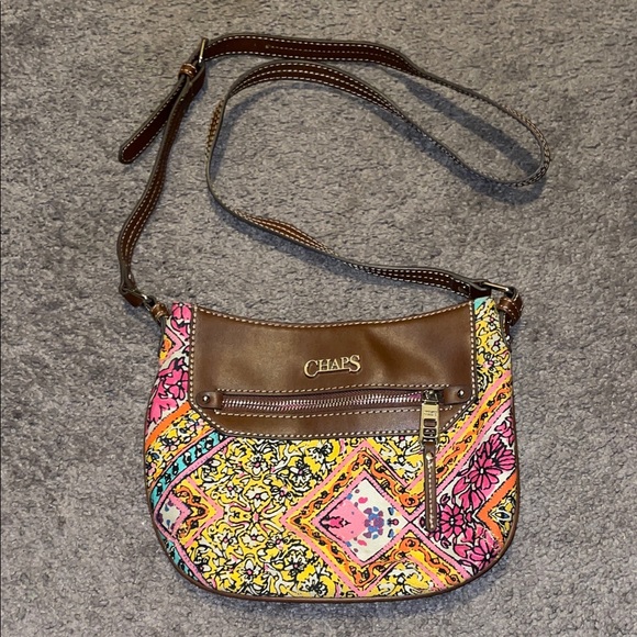 Chaps | Bags | Chaps Colorful Crossbody Bag With Brown Accents | Poshmark